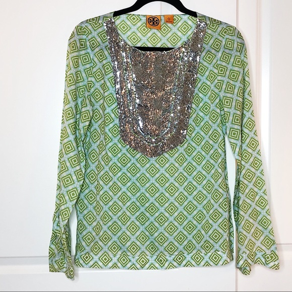 Tory Burch | Tops | Tory Burch By Tre Sequined Front Thin Blouse | Poshmark